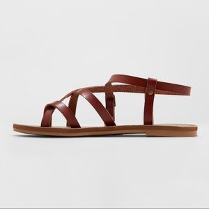 Universal Thread | Shoes | Brown Faux Leather Strappy Toe Wrap Sandal ...